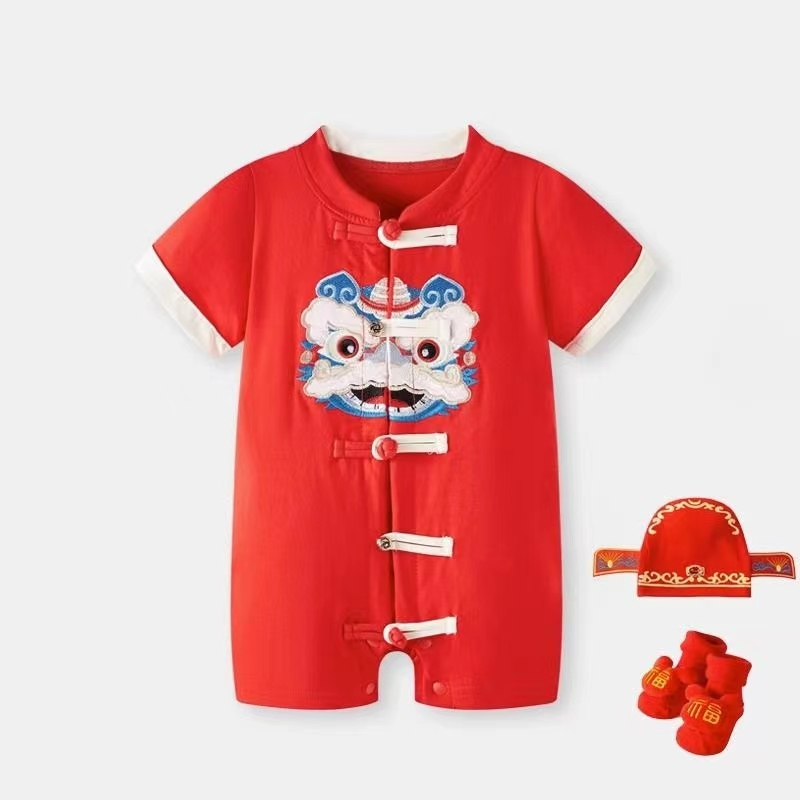 Tang Dynasty Summer Short Sleeve Baby's CNY First Birthday Dress for ...