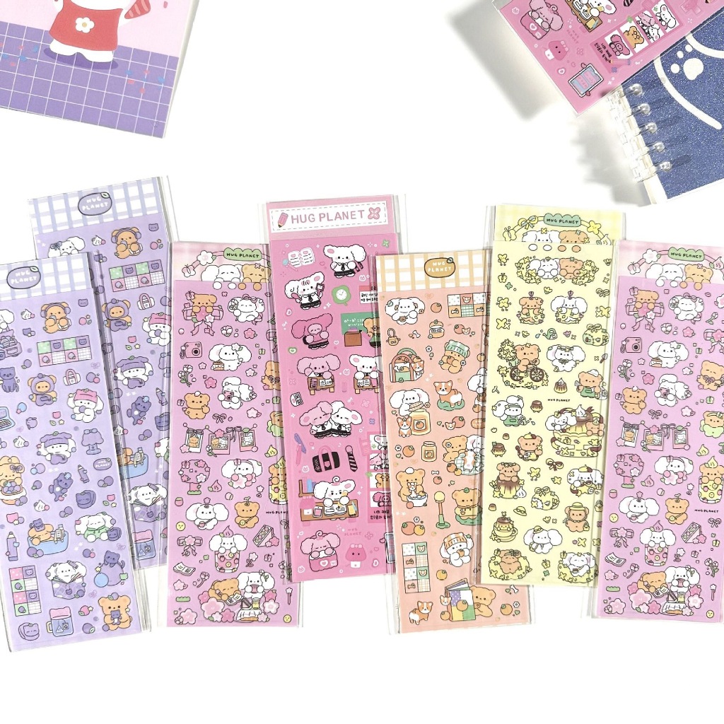 Korean Cute Cartoon Dog Bear Stickers Hand Account Planner Diary ...