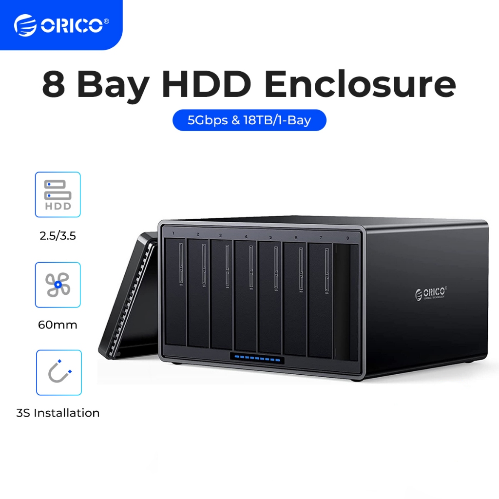 ORICO 3.5'' 8 Bay USB3.0 / Type-C HDD Docking Station SATA to USB3.0 ...