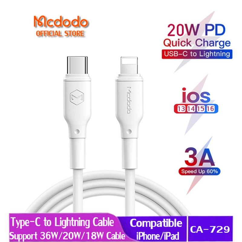 Mcdodo USB C 36W PD Fast Charge Lightning Data Cable For IP 14 Pro Max 13 12 11 Xr 8 Macbook ...
