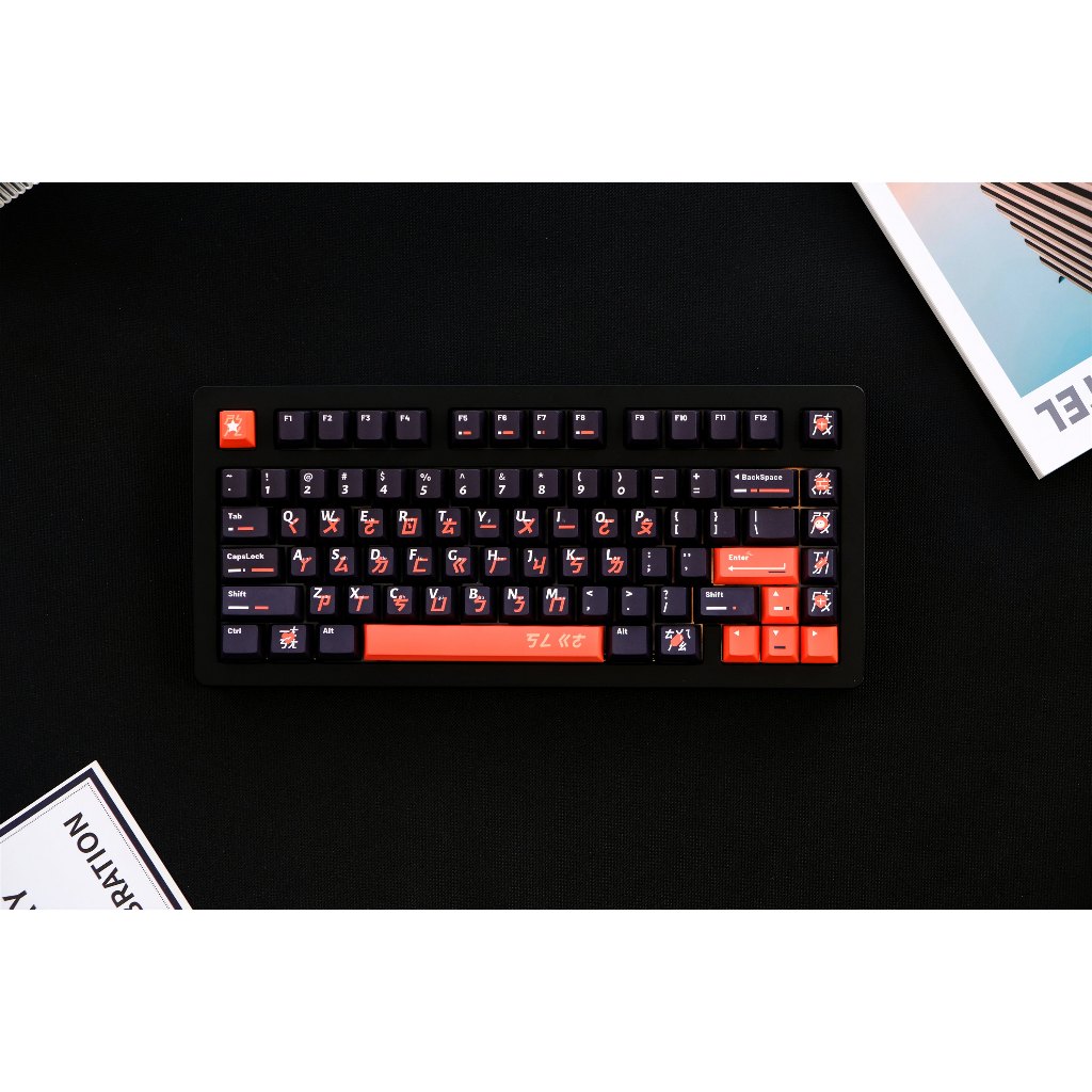 GMK Black orange phonetic keycaps, 151 Keys keycaps Cherry Profile DYE ...