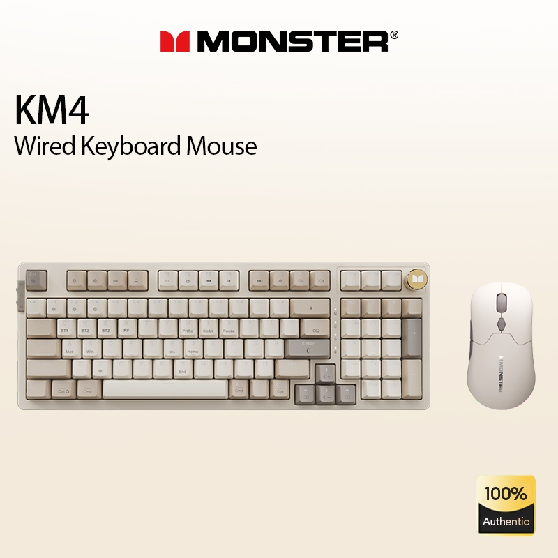 Monster KM4 Bluetooth Wired Mouse Low Latency RGB Light Effect Non Slip ...