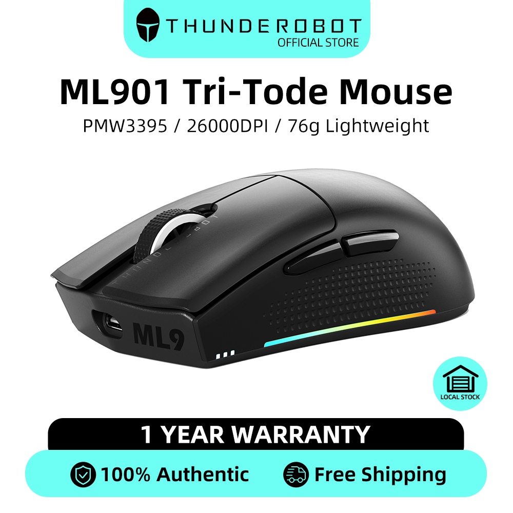 Thunderobot ML901 Tri-Mode Gaming Mouse PAW3395 Wired 2.4G Wireless ...