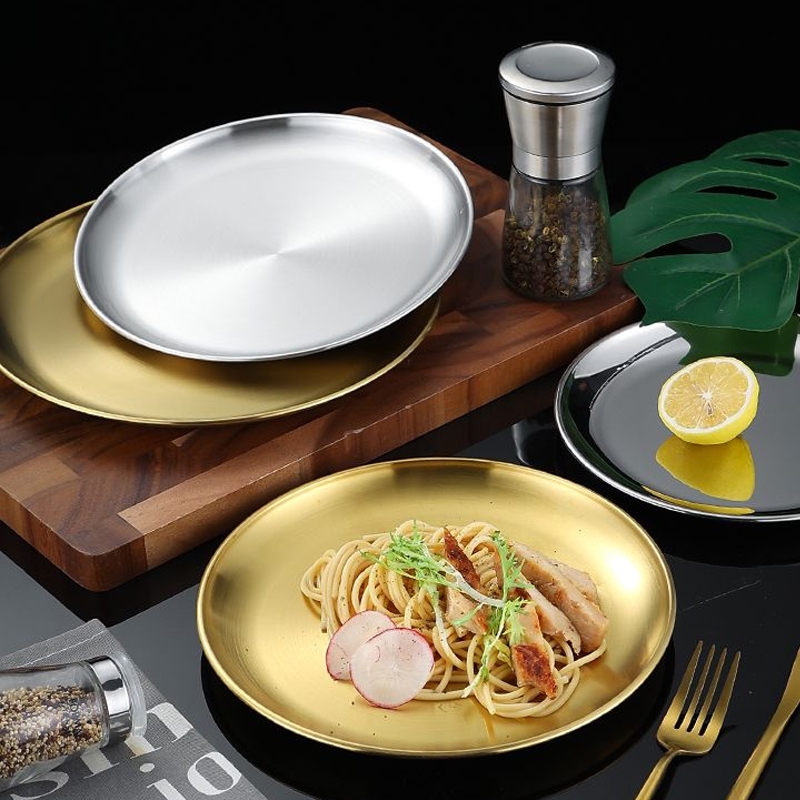 Xilaibao Korean Style Stainless Steel Plate Round Plate Golden Barbecue ...