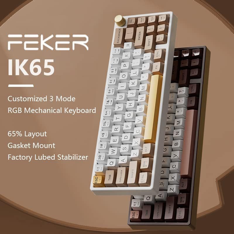 FEKER IK65 VIA Wireless 3 Mode Hot Swap Mechanical Keyboard RGB Matcha ...