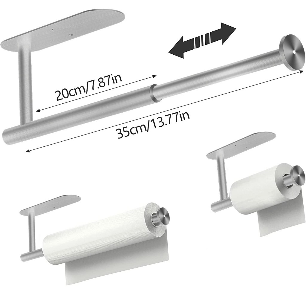 Harbour Life Adjustable Paper Towel Holder Under Cabinet Wall Mount for ...