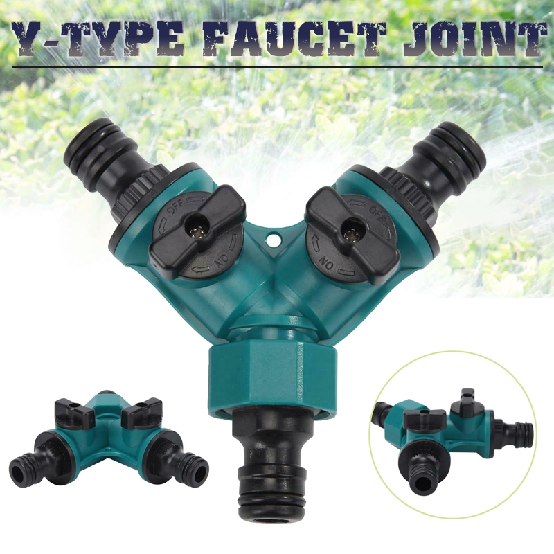 2 Way Garden 3/4'' Hose Splitter Y Shape Valve Water Pipe Connector ...