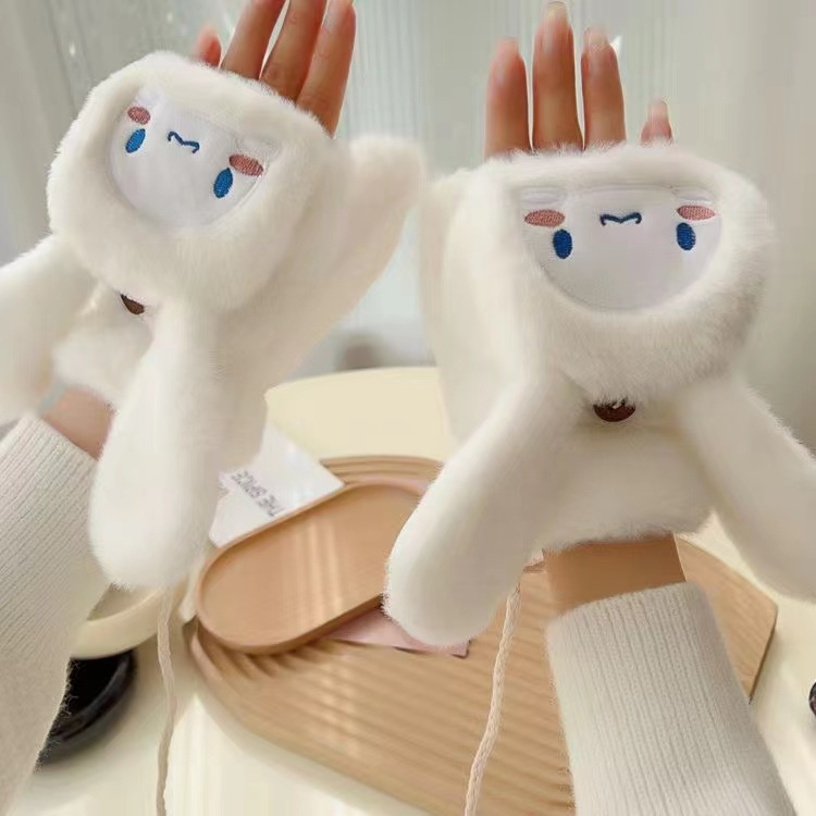 Ins Cute Cinnamoroll Winter Gloves Cartoon Korean Girl Heart Flinking ...