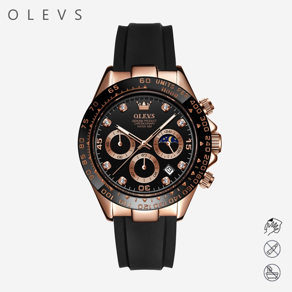 OLEVS Man Watch Quartz Waterproof Original Comfortable Silicone Strap ...