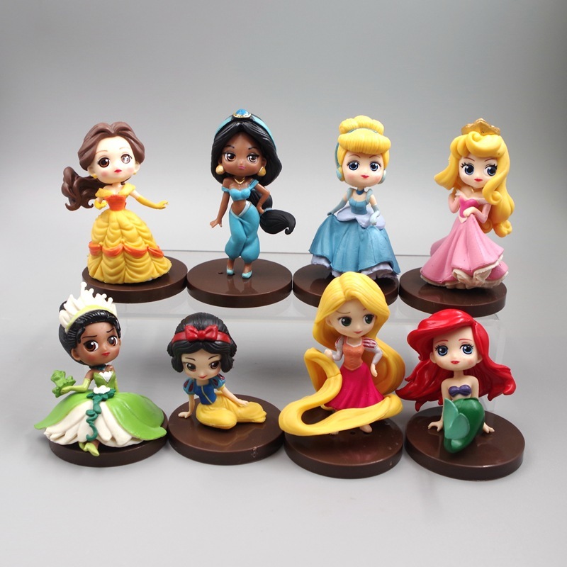 8Pcs/Set 5-8cm Anime Cartoon Princess Figure Snow White Rapunzel ...