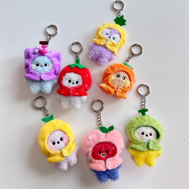 6-8CM BT21 Mini Keychain Doll with Fruit Clothes Bag Pendant Keyring ...