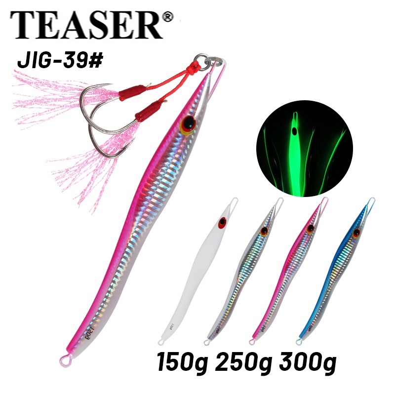 TEASER【J39】150g 250g 300g Jigging Lure Sinking Fast Metal Jigs S Shape ...