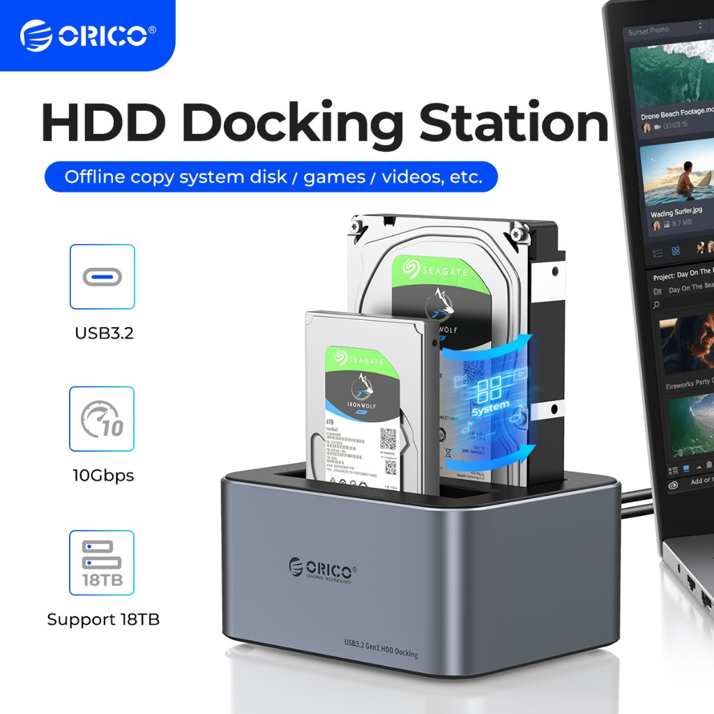 ORICO HDD Docking Station Type-C Aluminum 2.5/3.5 Inch HDD Case RGB ...