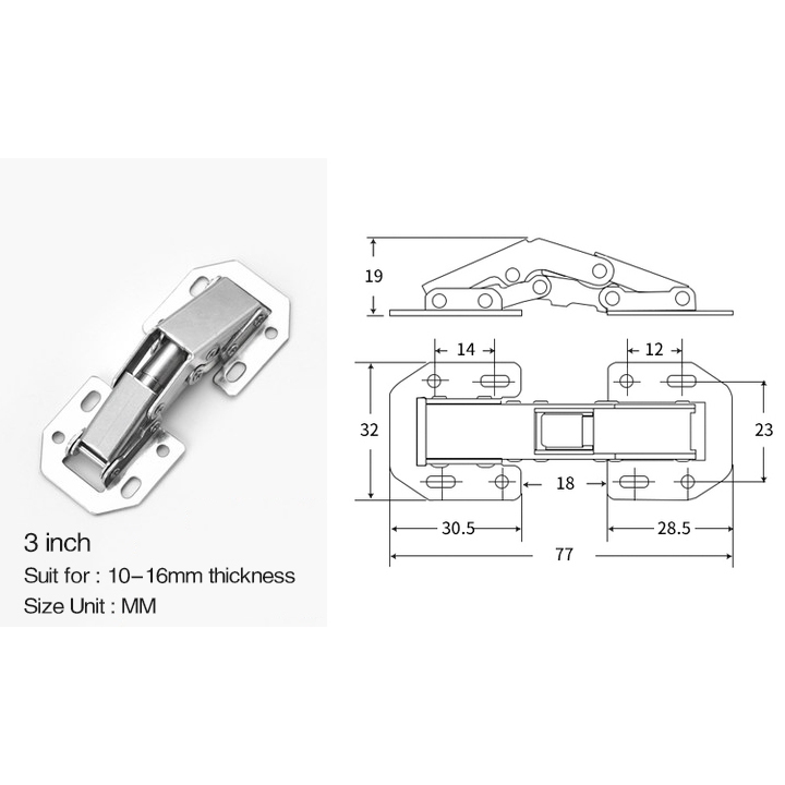 NAIERDI 4 Pack 90 Degree Soft Close Spring Hinges,No Pre-drilled ...
