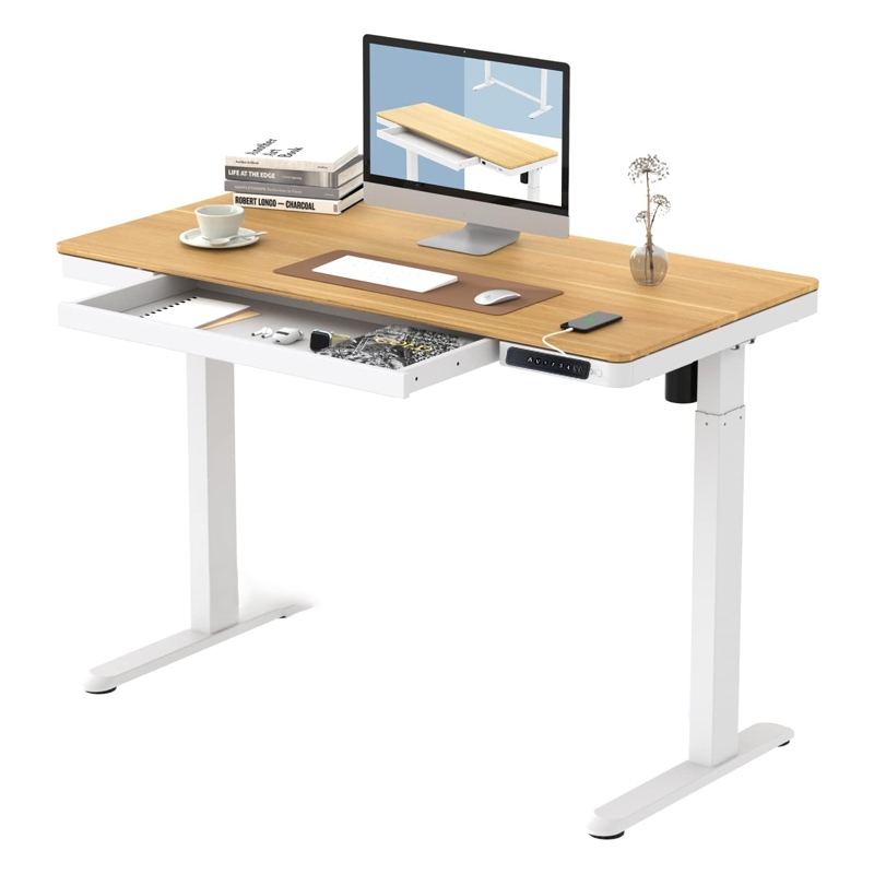 Electric Height Adjustable Table 120cm Office Table With Drawer ...