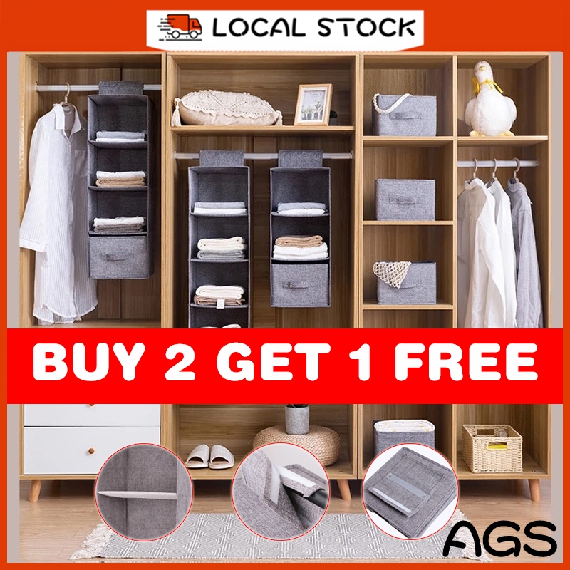 Wardrobe Organiser Hanging Clothes Storage Bag Folding Drawer Storage ...