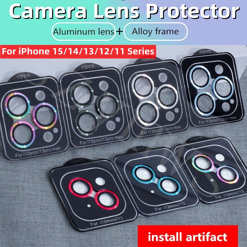 For iPhone 16/15/14/13/12/11 Pro Max Tempered Lens+Aluminum Frame Full ...