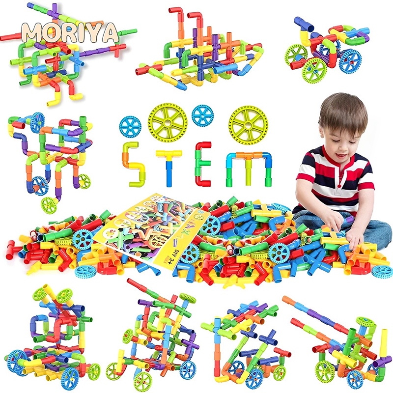 Colorful Water Pipe Building Blocks Toys Kids DIY Assembling Pipeline ...