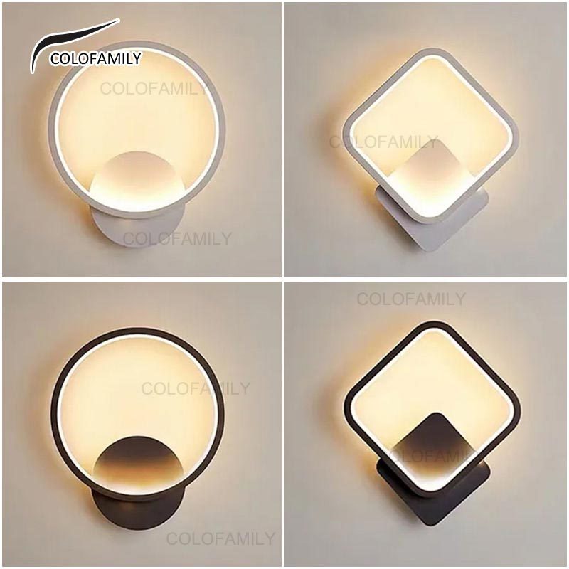 3 Colors LED Wall Light Indoor Wall Lamp Round Square Living Room ...