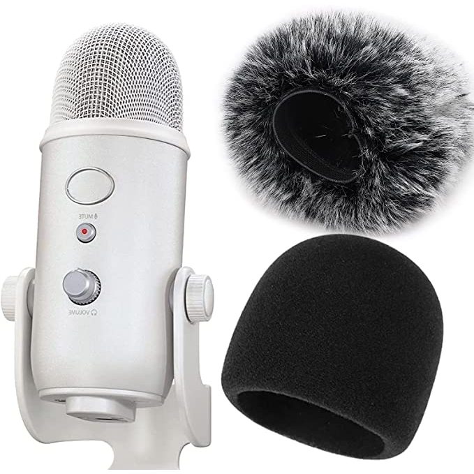 Foam Microphone Windscreen with Furry Windscreen Muff - Mic Wind Cover ...