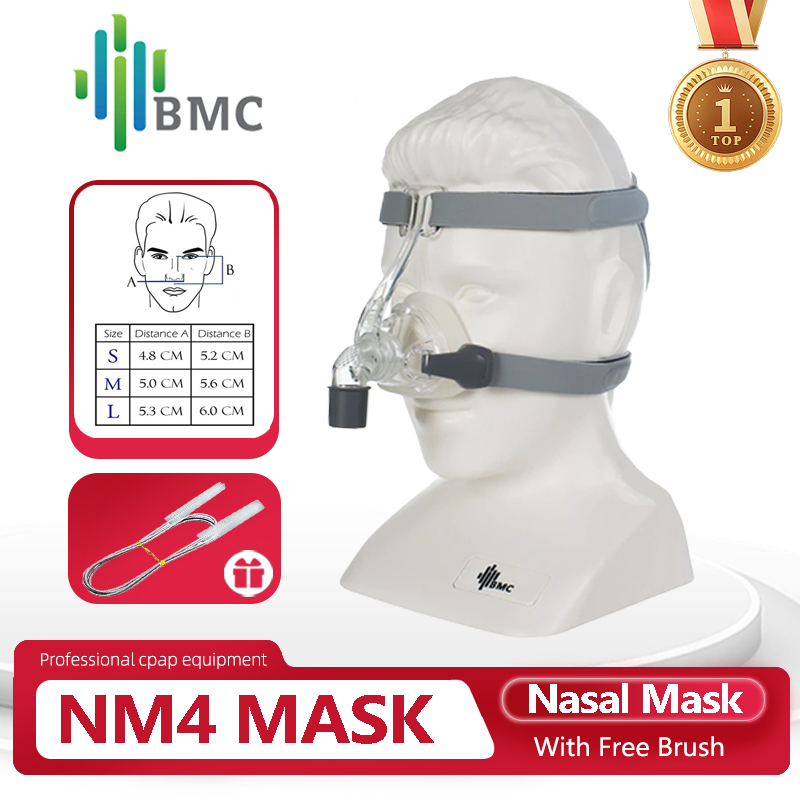 BMC NM4 Nasal Mask For Face With Headgear and SML 3 Size CPAP and Auto ...