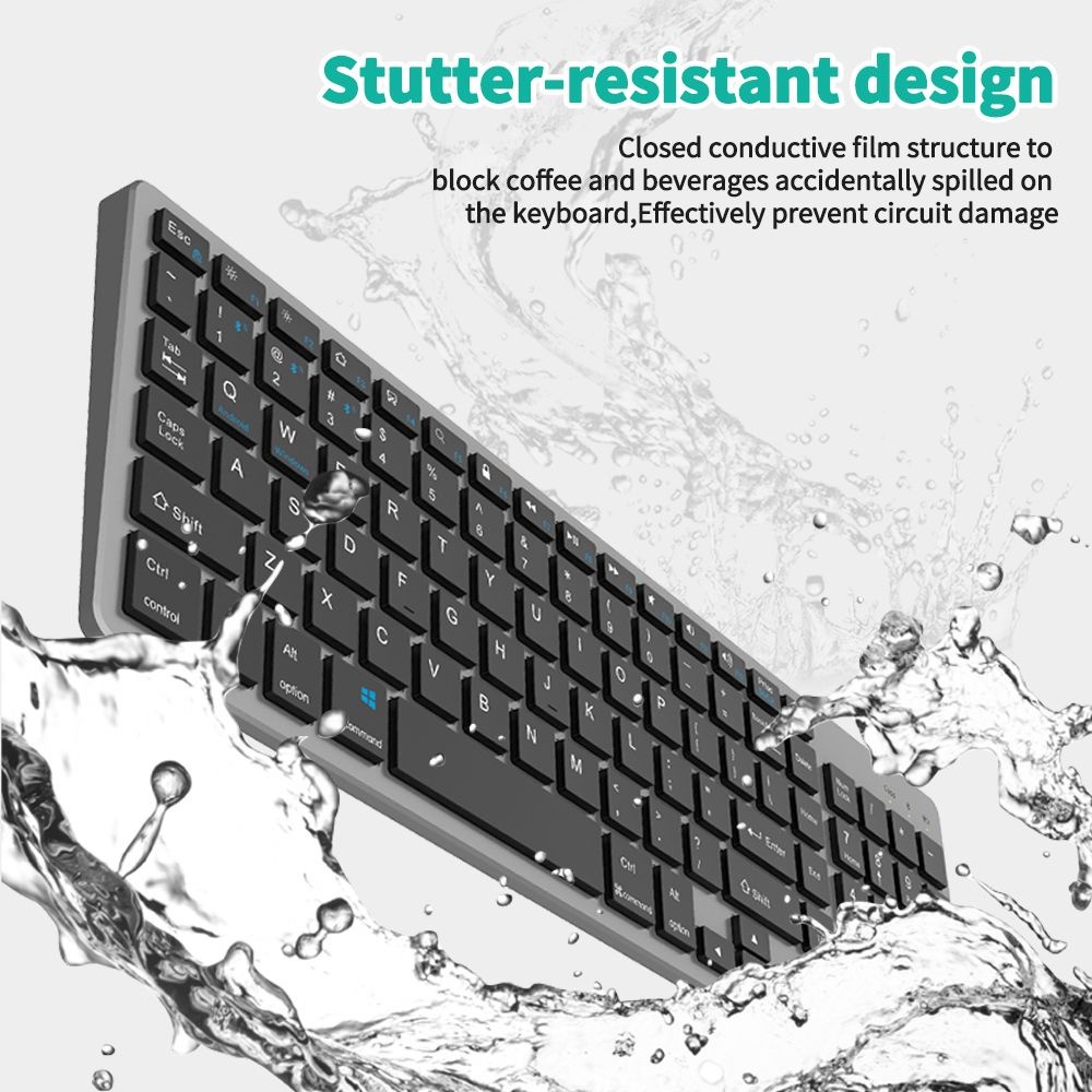 Goojodoq Bluetooth Wireless Keyboard Bluetooth 3 102 Keys Wireless Mouse Rechargeable Compact
