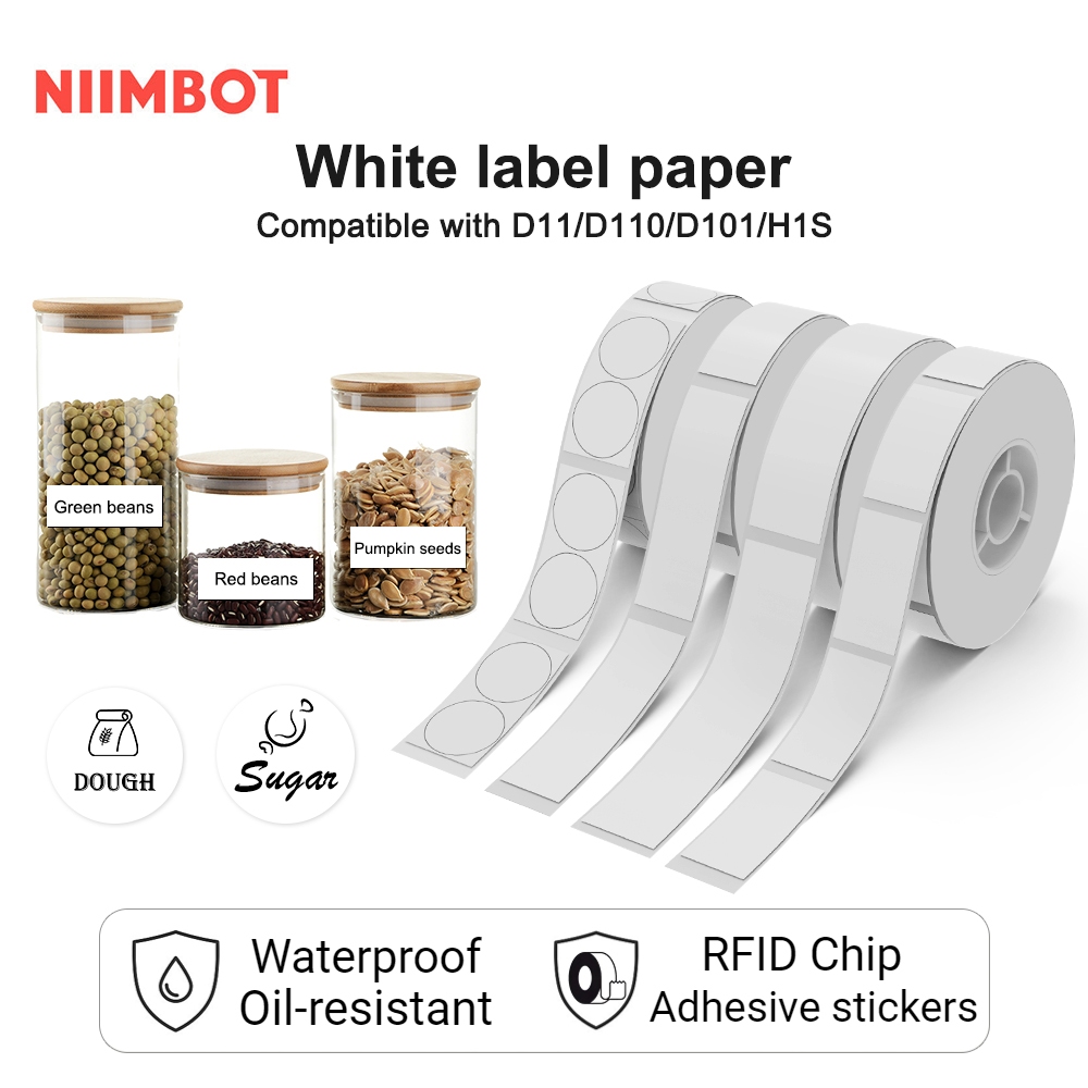 NIIMBOT D11/D110/D101/H1S White Thermal Label Printing Paper Waterproof ...
