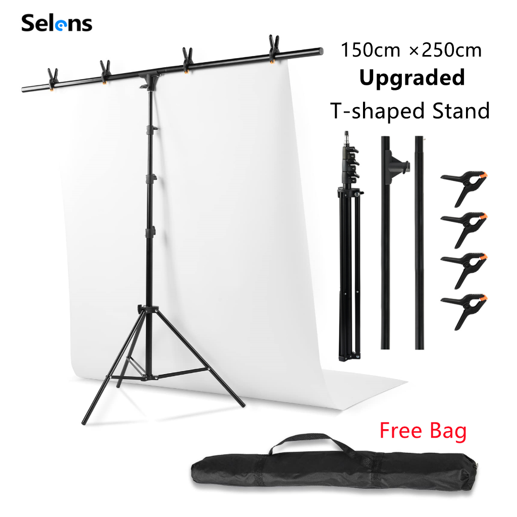 Selens Backdrop Stand T-Shape Stand Portable Adjustable Photo ...