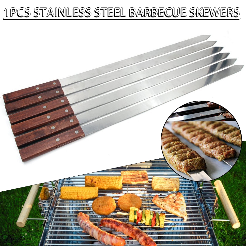 23.6-Inch Long Flat BBQ Skewers, HONSHEN Brazilian-style Stainless ...