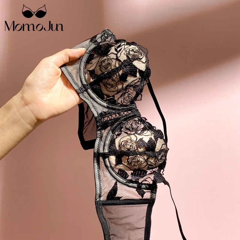 Momo Sexy Embroidered Lace Ultra-Thin Cup Half Cup Rabbit Ear Cup ...