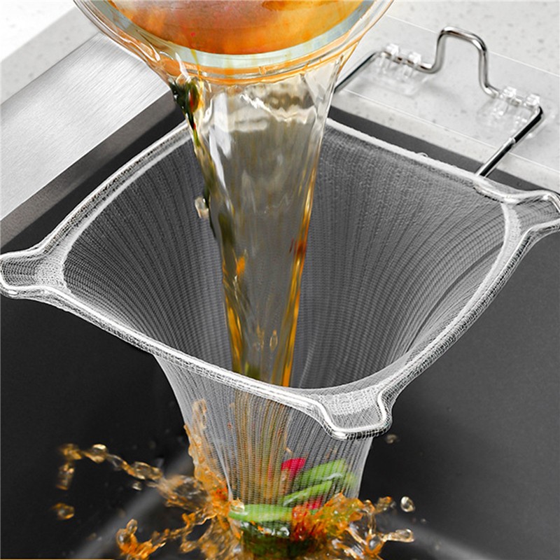 Sink Filter Rack Kitchen Foldable Sink Strainer Mesh Bag Stand Waste ...