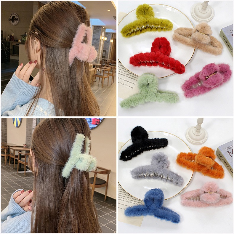 Cute Style Girl Plush Hair Clip Simulation Rabbit Plush Hair Clamp Claw ...