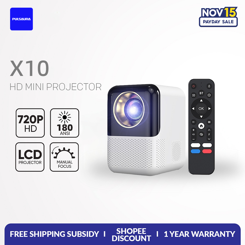 PULSAURA X10 Portable Mini Smart Projector 1080P 4K Decode Android 9.0 ...