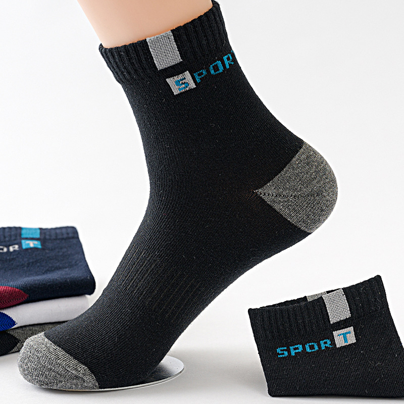 1 Pairs Men Socks Black All Season Sweat Absorbant Sport Socks Men ...