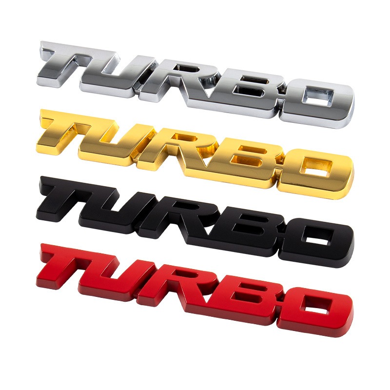 TURBO Metal emblem sticker Car Universal 3D Turbo Badge Auto Fender ...