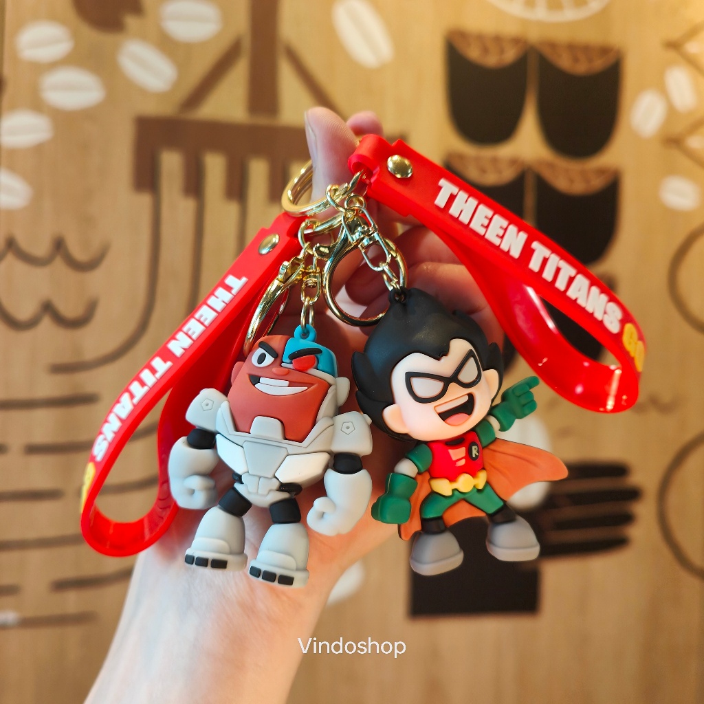 Cartoon anime DC Teen Titans Go doll keychain Cyborg Beast Boy doll ...