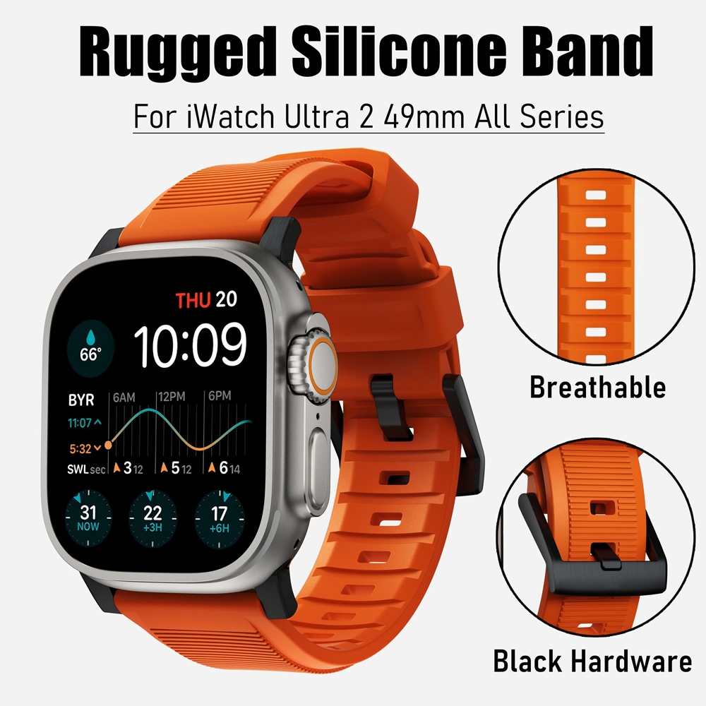 No Mad Rugged Band Silicone Strap for iWatch Ultra 2 49mm 46mm 42mm ...
