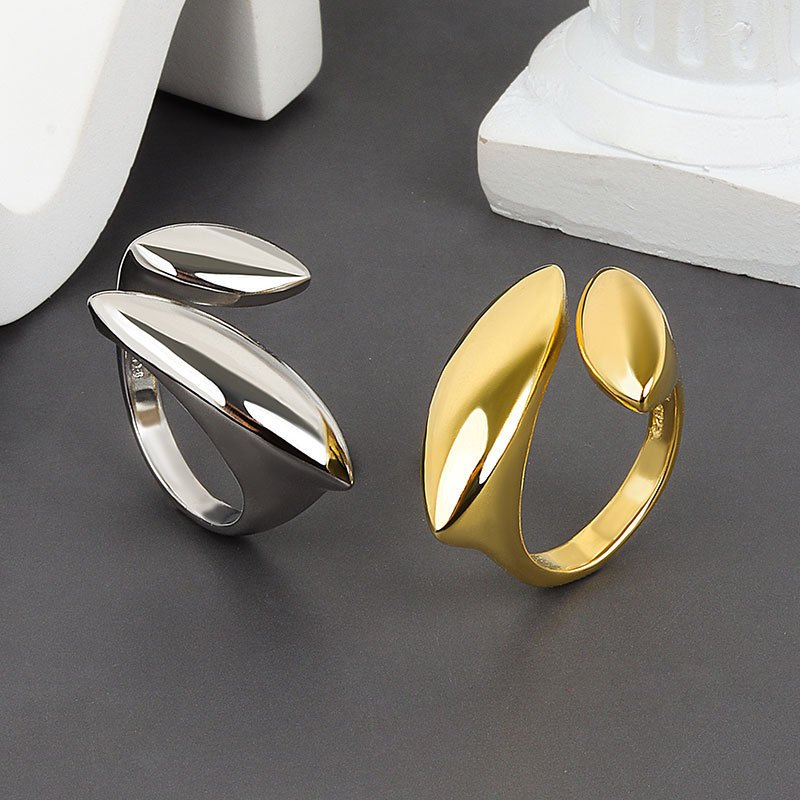New Droplet Smooth Face Ring for Female Minority Design Open Ring ...