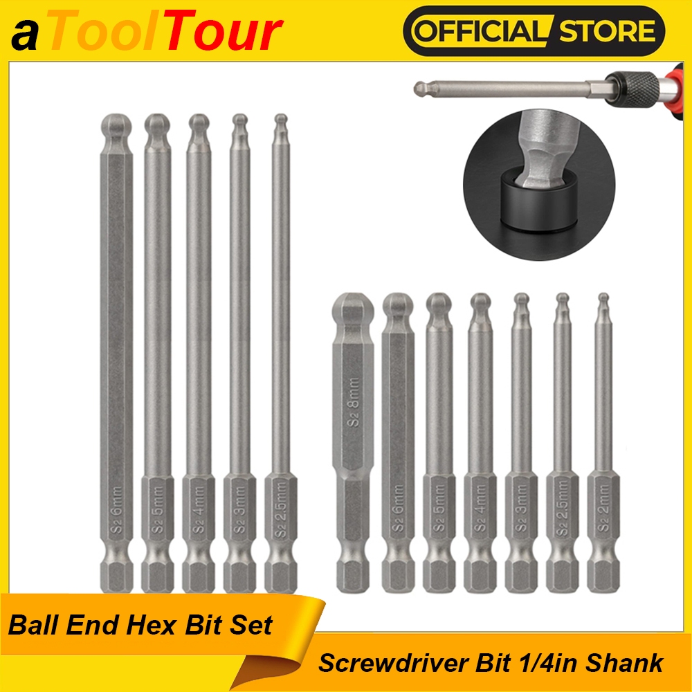 Ball End Hex Screwdriver Bit Set Magnetic Hexagon Head Allen Wrench ...