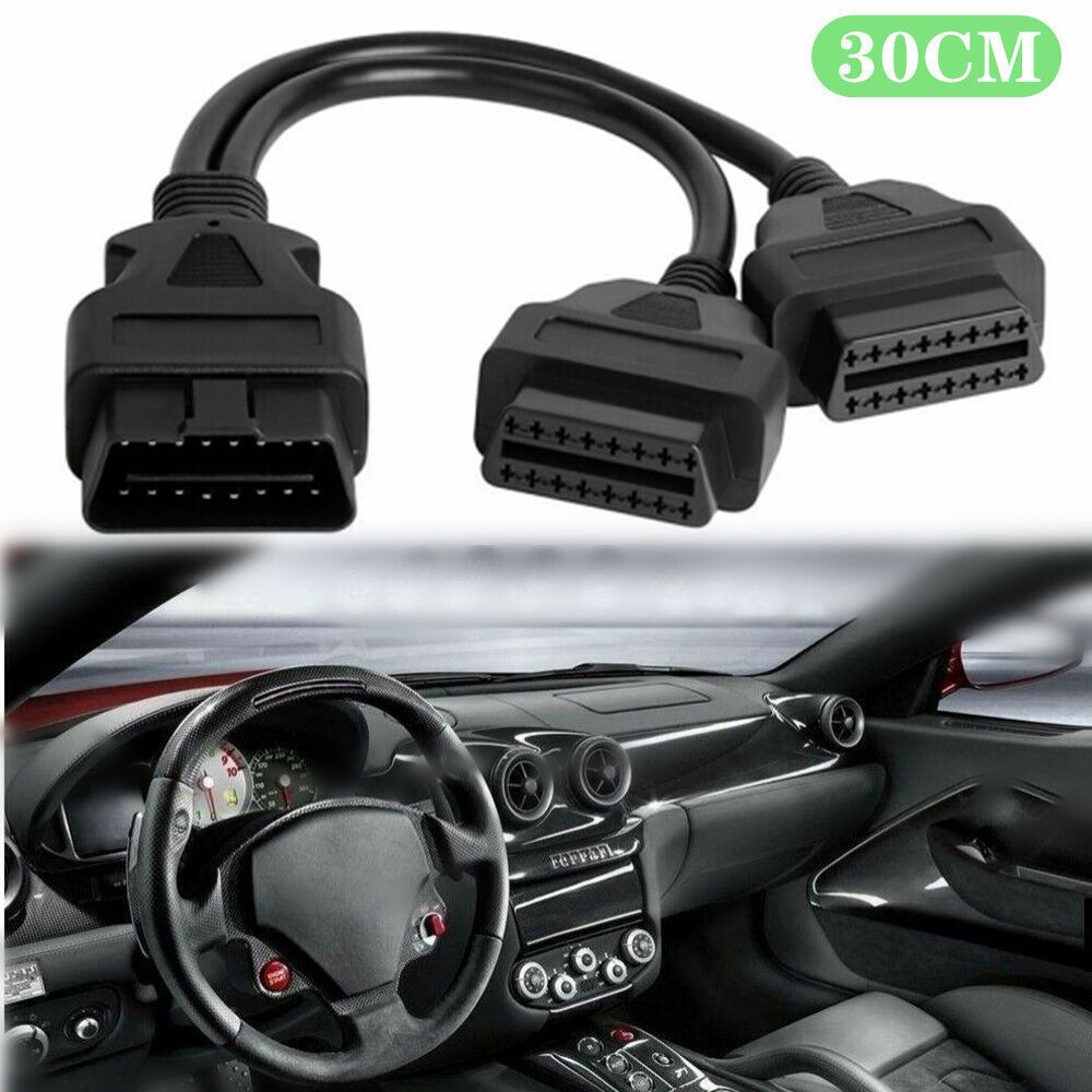 30cm/12inch OBD2 Y Splitter Extension 16 Pin Male to Dual Female OBD ...