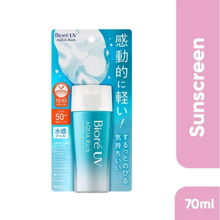 Buy 1 get 1 free】Biore UV Aqua Rich Watery Gel Sunscreen SPF 50+ PA++++ 70ml Broad Spectrum Face ...
