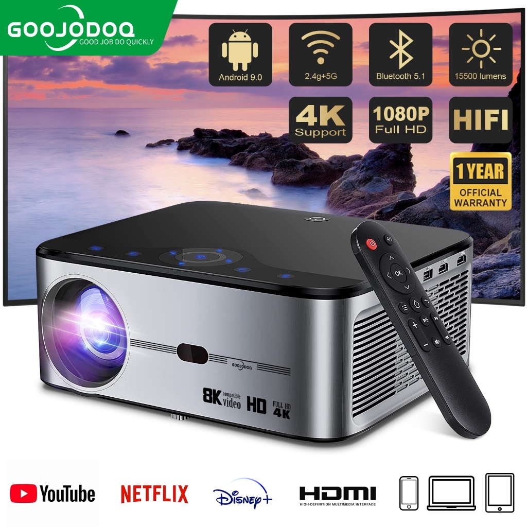 Goojodoq Projector Mini 8k Full HD 1080p Wifi 15500 LM for Android With ...