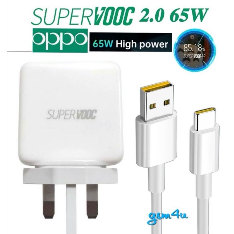 OPPO Charger 65W type c Super vooc 2.0 Fast Charge 6.5A USB Type-C ...