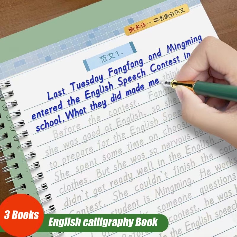 【3 Books】English Calligraphy Practice Book Groove Writing Exercise Book ...