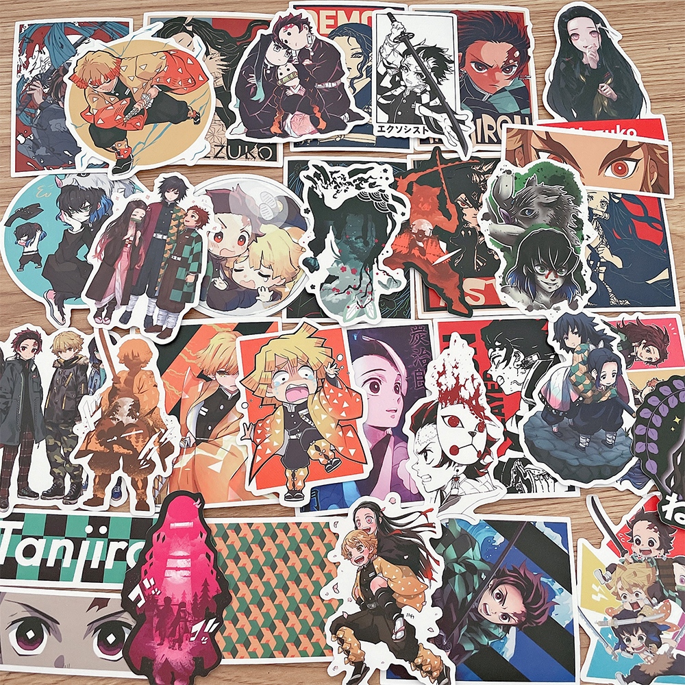 50Pcs Cool Demon Slayer Stickers for Laptop Skateboard Luggage Anime ...