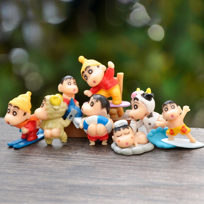 8Pcs/Set Anime Crayon Shin-chan Figure Nohara Shinnosuke Surfing Ass ...