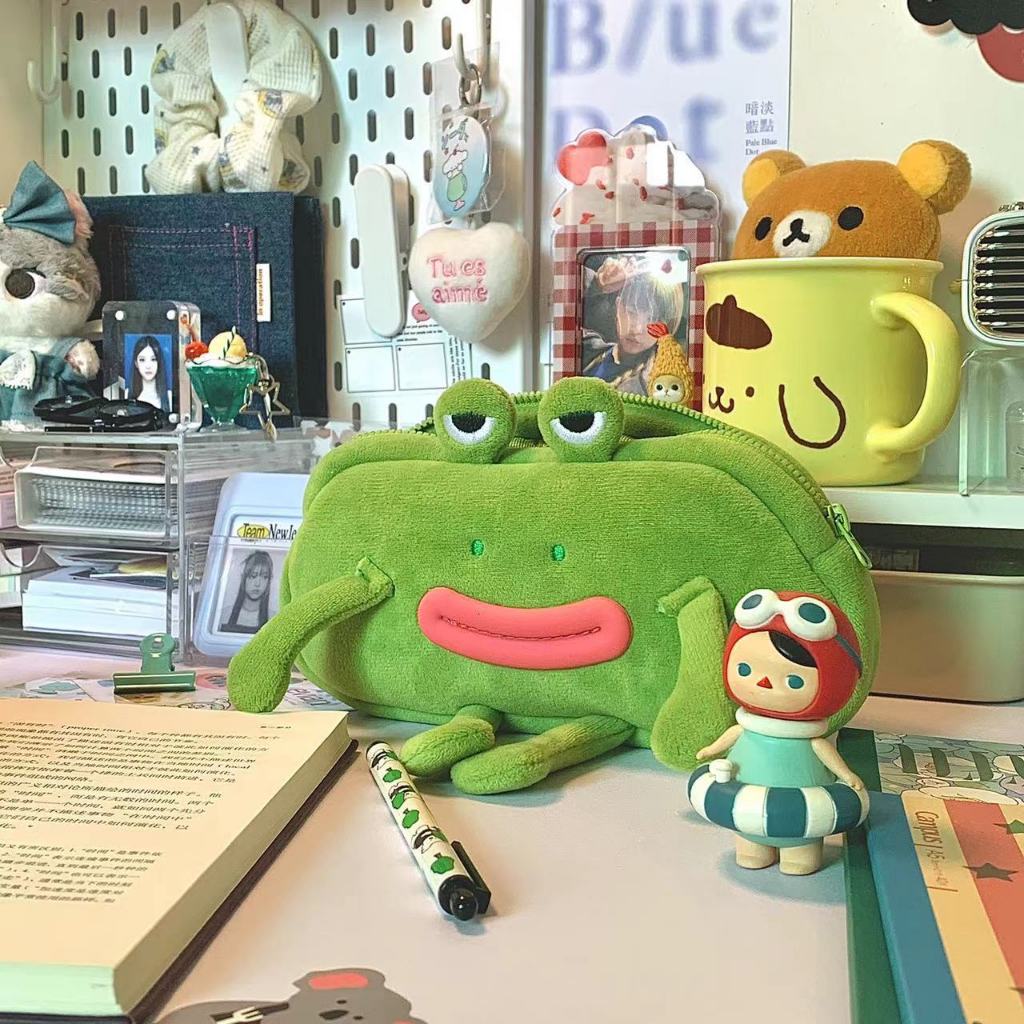 Ohaya 丨 Frog Plush Pencil Case Cartoon Style Large Capacity Student ...
