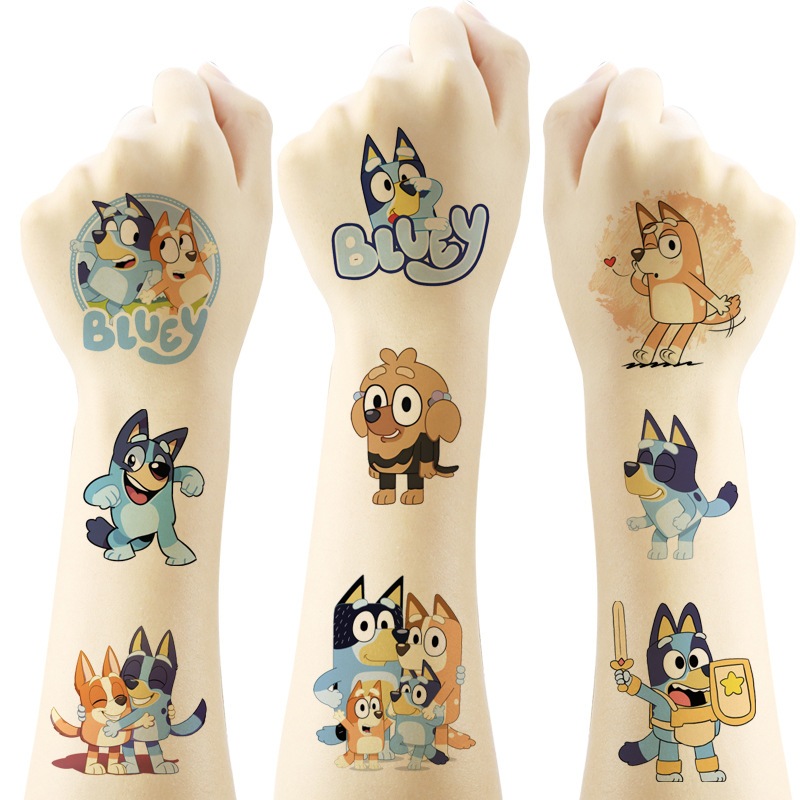 8Sheets Bluey Waterproof Temporary Tattoo Sticker For Kid's Toy Party ...