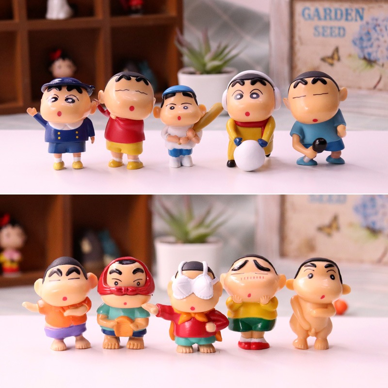 10Pcs/Set Anime Crayon Shin-chan Figure Nohara Shinnosuke Action Kamen ...