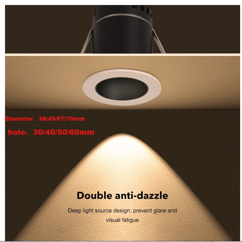 Anti-glare Mini LED Downlight Spotlights 3W 5W 10W 15W Recessed COB Sky ...